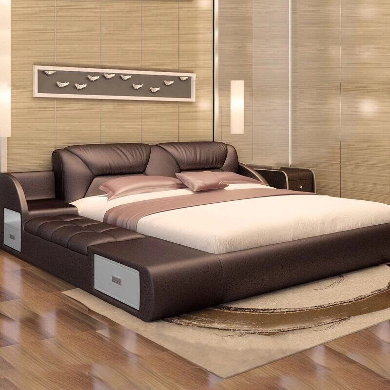 Double Wedding Leather Bed Frame + Spring Latex Mattress – Sweet Home ...