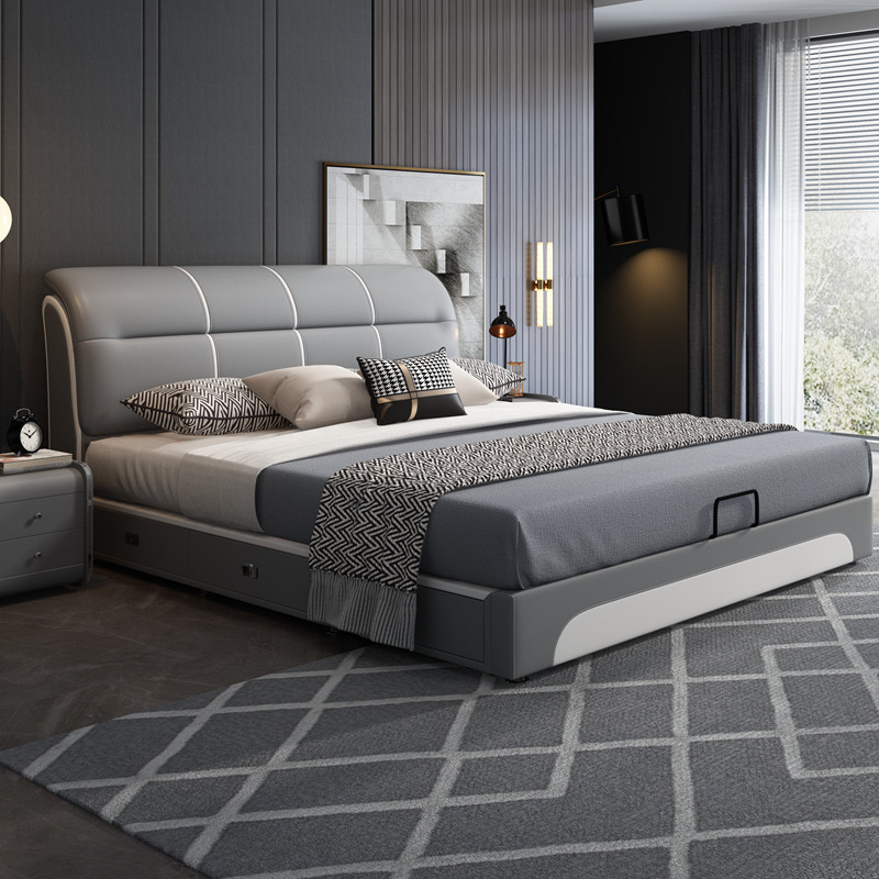 Double Wedding Leather Bed Frame + Spring Latex Mattress – Sweet Home ...